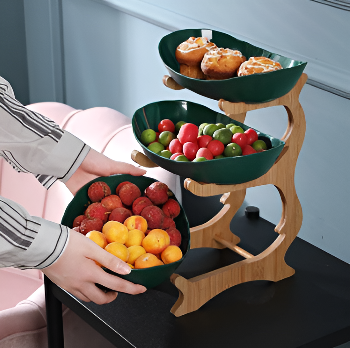 Mehrstöckige Obstschale aus Holz - Moderne Obstschale